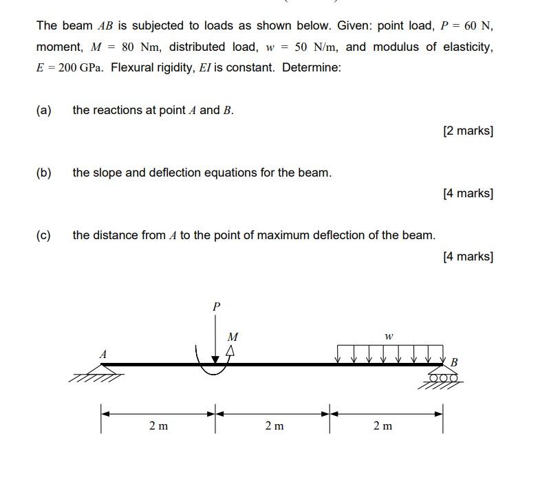 [Solved]: The beam ( A B ) is subjected to loads as show