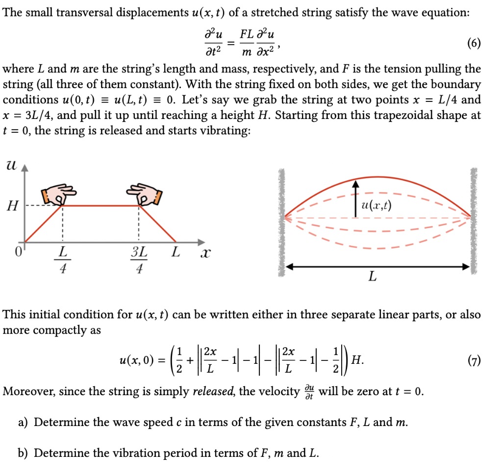 Solved ∂t2∂2u=mFL∂x2∂2u where L and m are the string's | Chegg.com