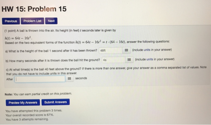 Solved HW 15: Problem 15 Previous Problem ListNext 1 point) | Chegg.com