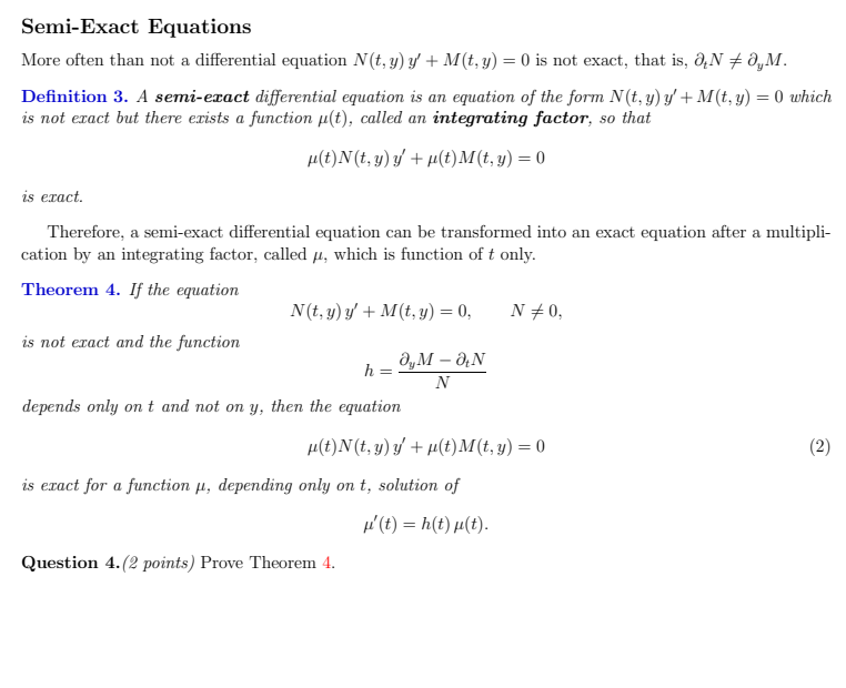 Solved Semi-Exact Equations More often than not a | Chegg.com