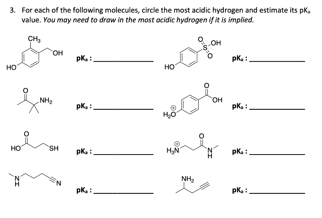 Solved 3. For each of the following molecules, circle the | Chegg.com