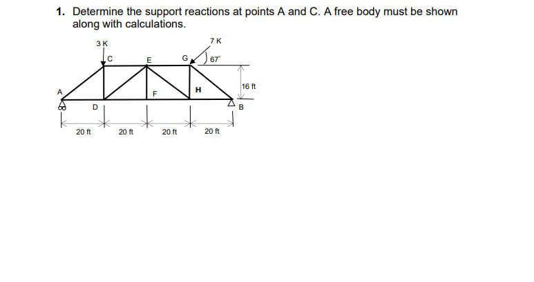 Solved 1. Determine the support reactions at points A and C. | Chegg.com