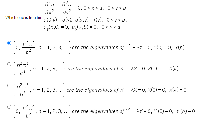 Solved ∂x2∂2u+∂y2∂2u=0,0 | Chegg.com