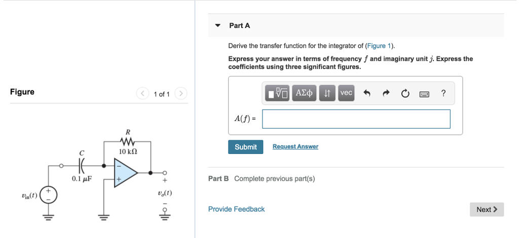Solved Part A Derive the transfer function for the | Chegg.com