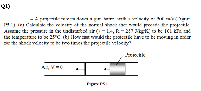 Solved - A projectile moves down a gun barrel with a | Chegg.com