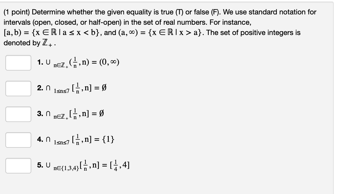 Solved (1 point) Determine whether the given equality is | Chegg.com