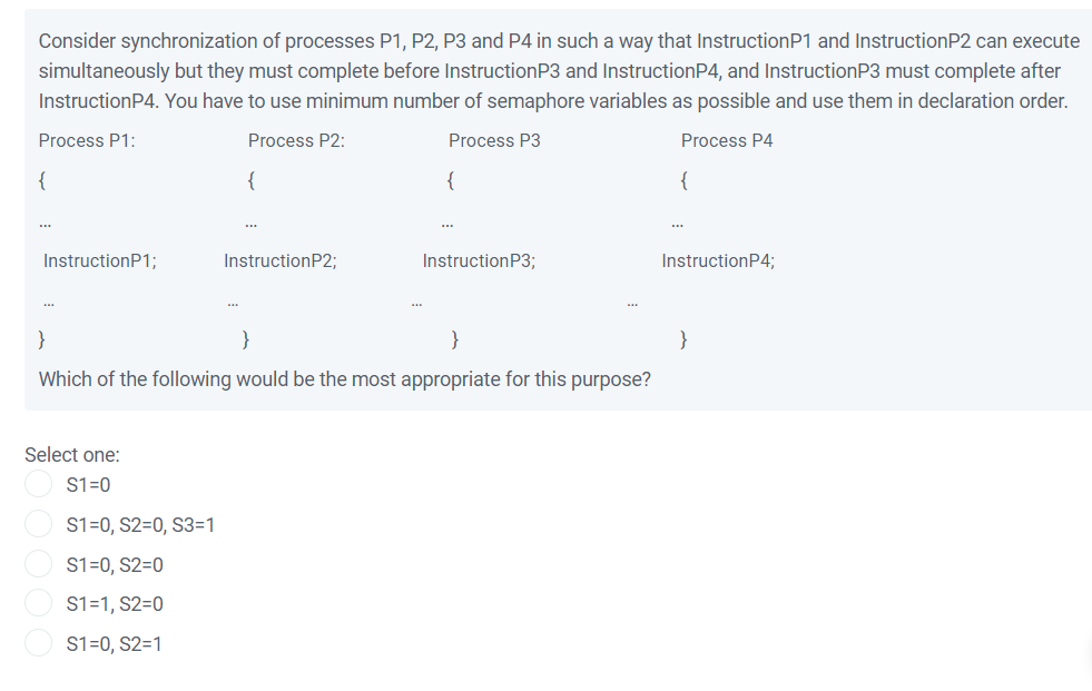 Solved Consider synchronization of processes P1, P2, P3 and | Chegg.com