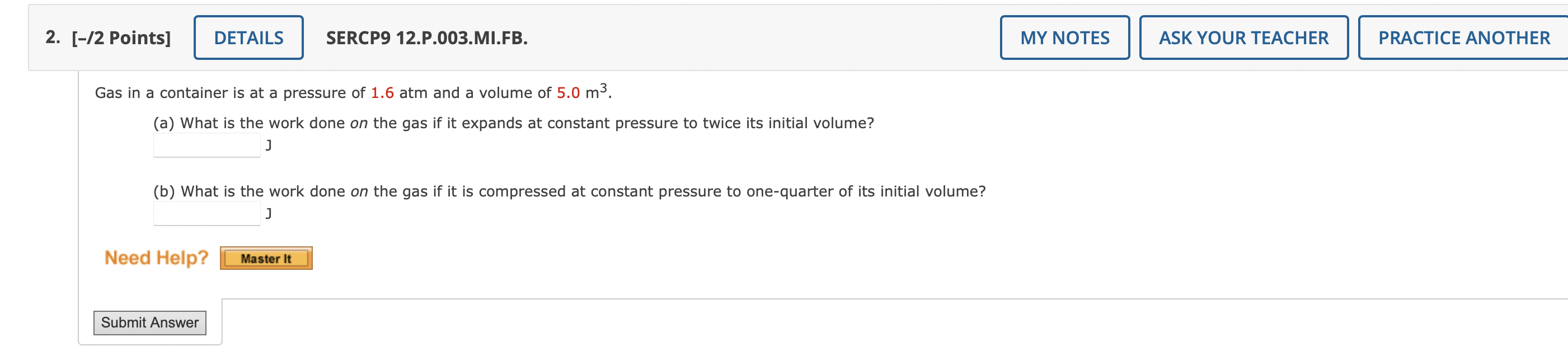Solved Gas in a container is at a pressure of 1.6 ﻿atm and a | Chegg.com
