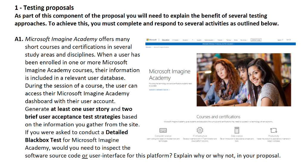 Solved 1 - Testing proposals As part of this component of | Chegg.com