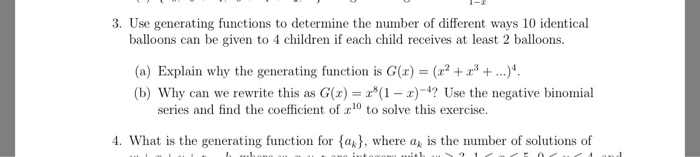 Solved 3. Use generating functions to determine the number | Chegg.com