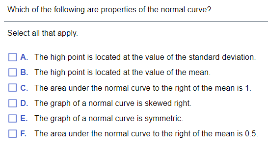 Solved Which of the following are properties of the normal | Chegg.com