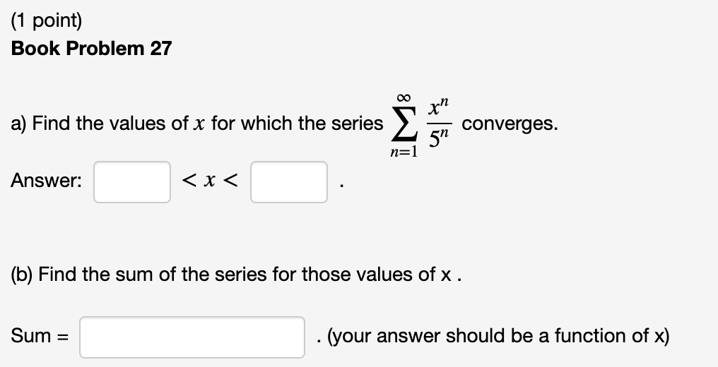 Solved (1 point) Book Problem 27 a) Find the values of x for | Chegg.com