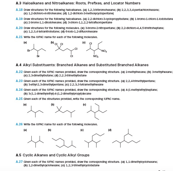 Solved A.3 Haloalkanes and Nitroalkanes: Roots, Prefixes, | Chegg.com