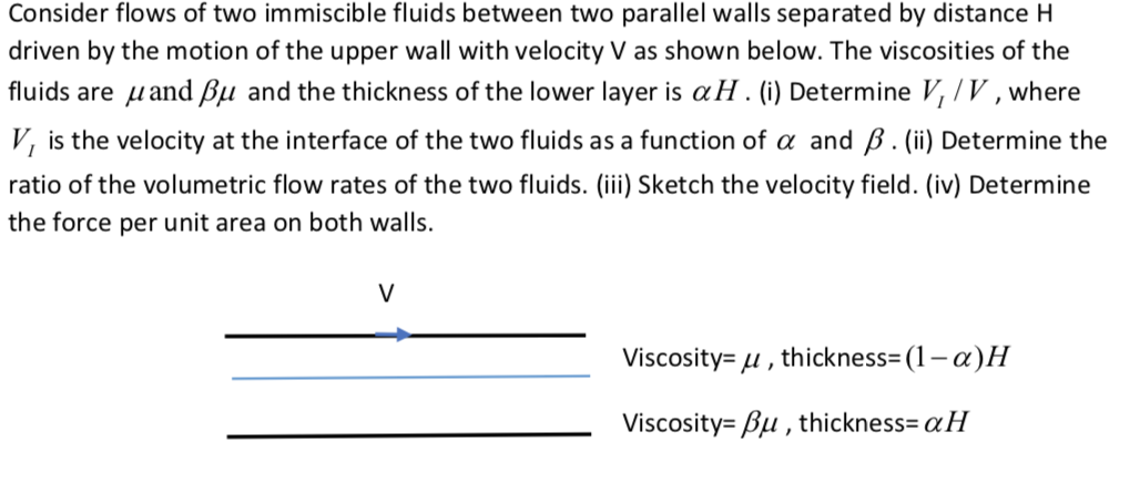 Solved Consider flows of two immiscible fluids between two | Chegg.com