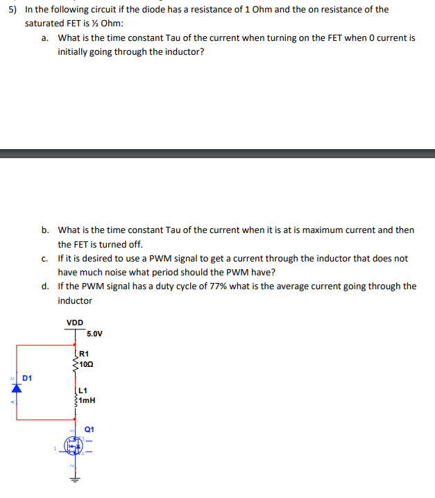 5) In the following circuit if the diode has a | Chegg.com