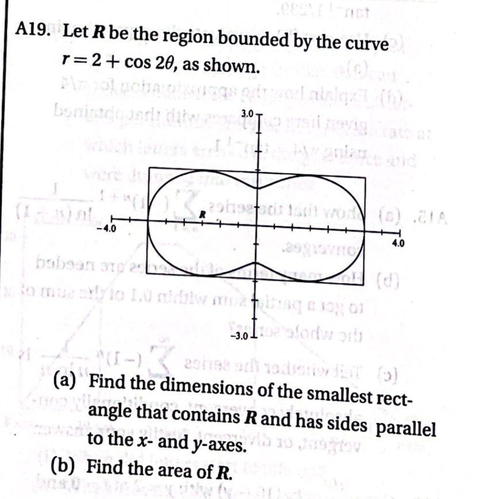 Solved A19. Let R be the region bounded by the curve | Chegg.com