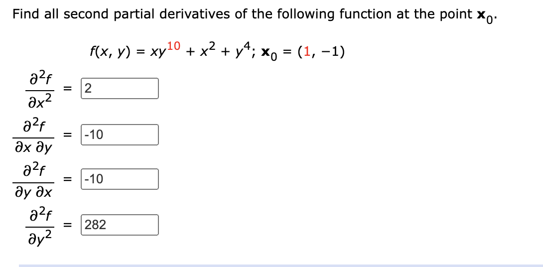 Solved Find all second partial derivatives of the following | Chegg.com