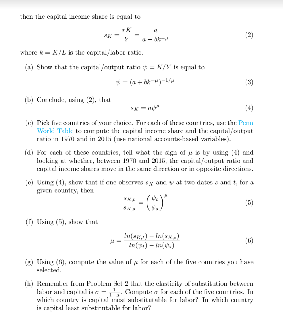 Solved Remember from Problem Set 2 that if the production | Chegg.com