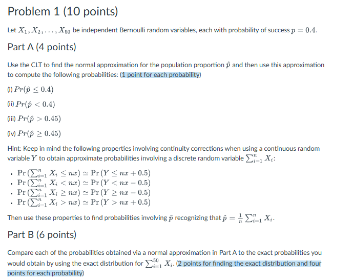 Solved by an EXPERT Problem 1 (10 ﻿points)Let x1,x2,dots,x50 be | Chegg.com
