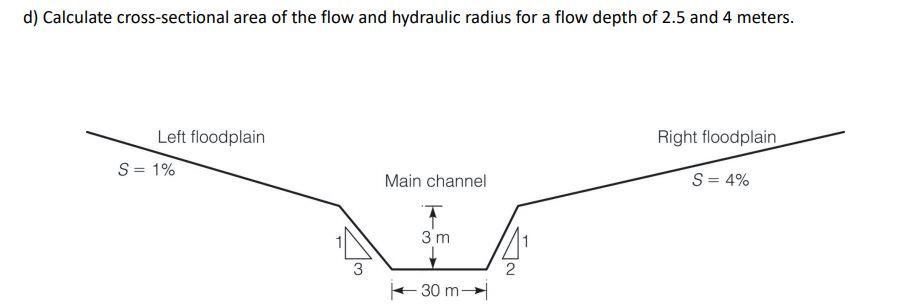 Solved d) Calculate cross-sectional area of the flow and | Chegg.com