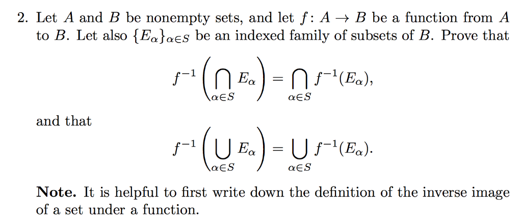 Solved 2. Let A and B be nonempty sets, and let f:A- B be a | Chegg.com