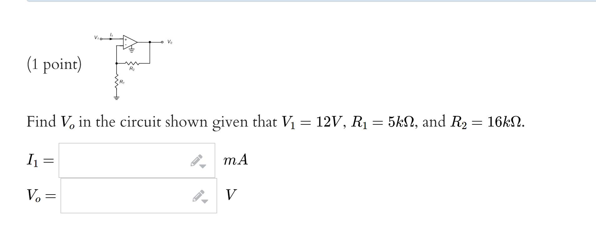 Solved (1 point ) Find Vo in the circuit shown given that | Chegg.com