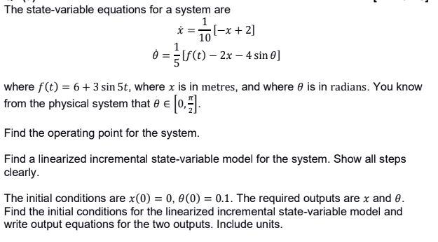 Solved The state-variable equations for a system are ẋ | Chegg.com