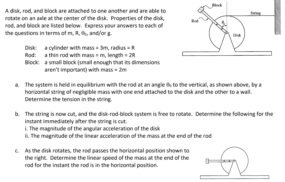 Solved Block String Rod A disk, rod, and block are attached | Chegg.com