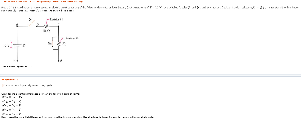 Solved Interactive Exercises 27.01: Single-Loop Circuit with | Chegg.com