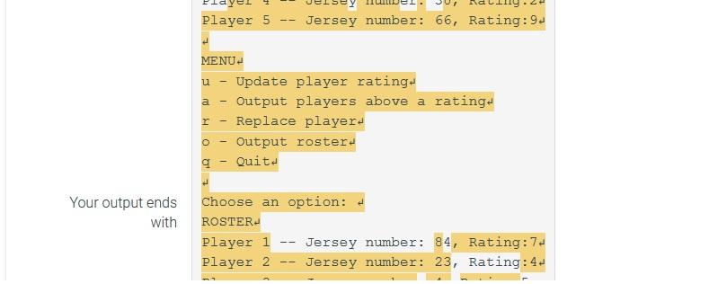 Solved 8.14 LAB*: Program: Soccer team roster This program | Chegg.com