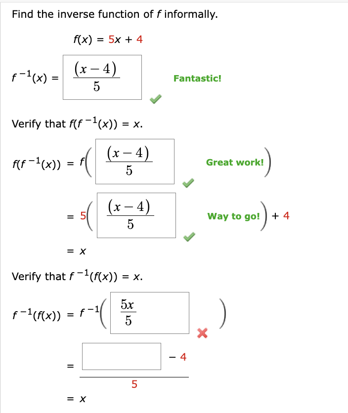 Solved Find the inverse function of f informally. | Chegg.com