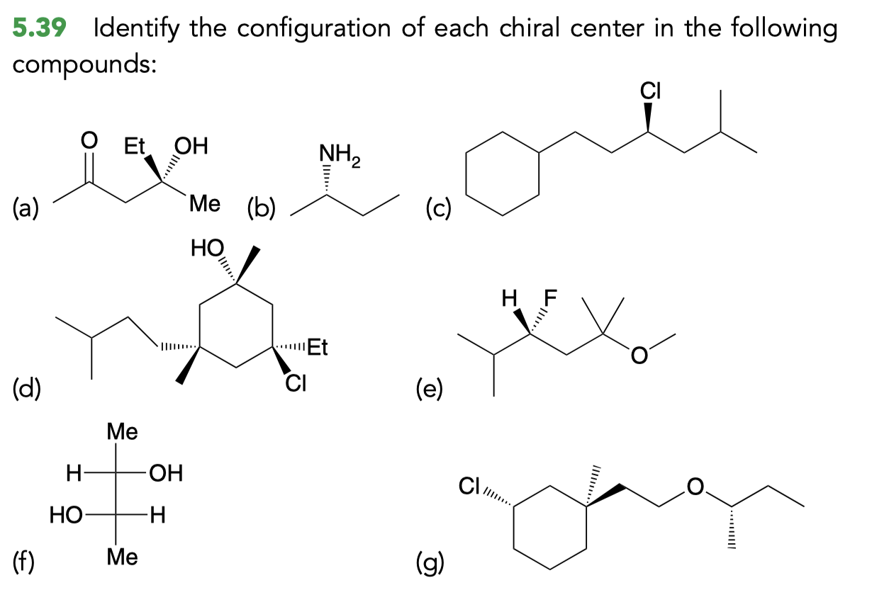 Solved 5.39 Identify the configuration of each chiral center | Chegg.com