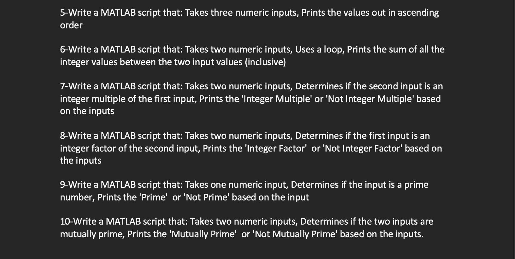 Solved 5-Write a MATLAB script that: Takes three numeric | Chegg.com