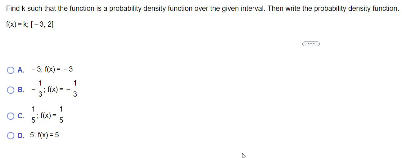 Solved Find k such that the function is a probability | Chegg.com