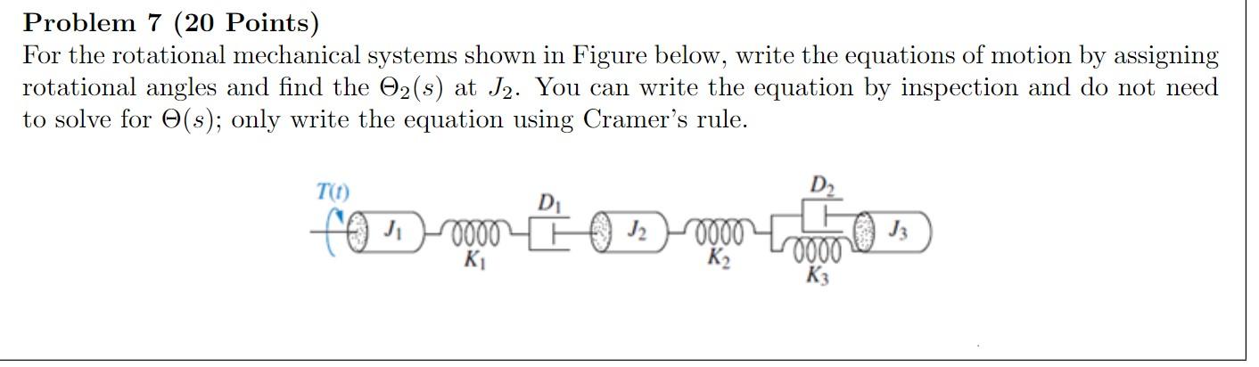 Solved Problem 7 (20 Points) For the rotational mechanical | Chegg.com