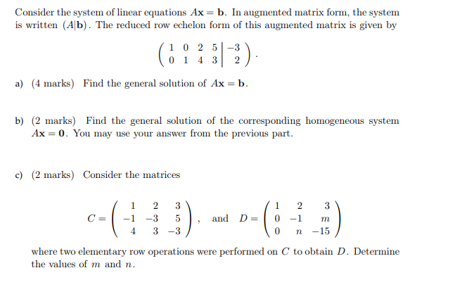 Solved Consider the system of linear equations Ax = b. In | Chegg.com