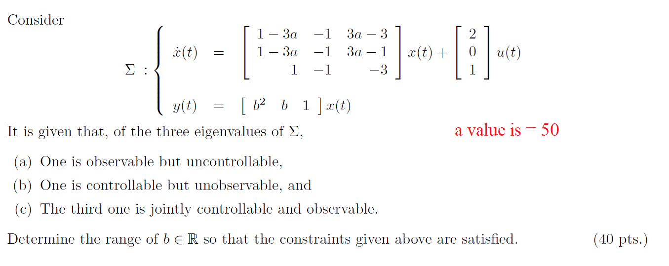 Solved Consider -1 3a 3 ä(t) 1 — 3а 1- 3a 1 -1 3a - 1 -3 | Chegg.com
