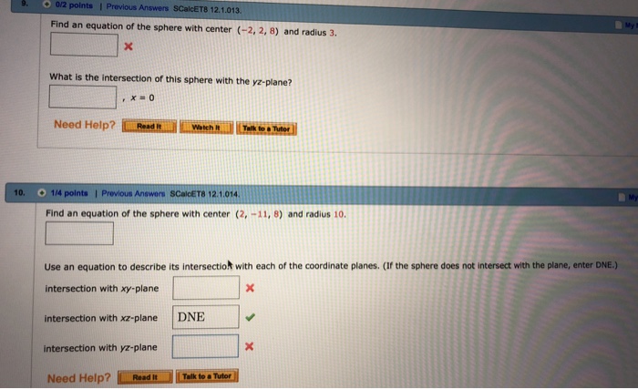 Solved 5.0/2 points | Previous Answers SCalcET8 12.1.013 | Chegg.com