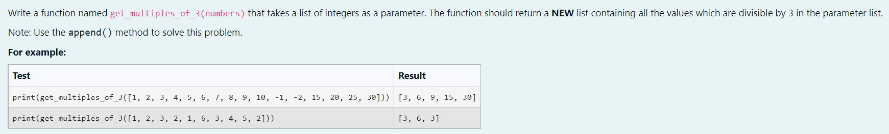 Solved Write a function named get_multiples_of_3(numbers) | Chegg.com