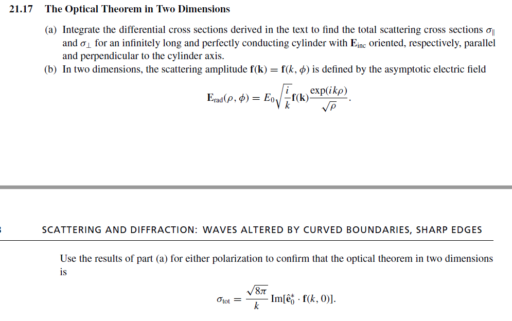 21.17 The Optical Theorem in Two Dimensions (a) | Chegg.com
