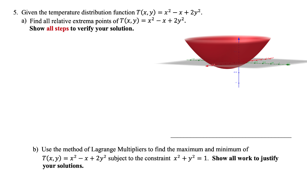 Solved 5. Given the temperature distribution function 7(x,y) | Chegg.com