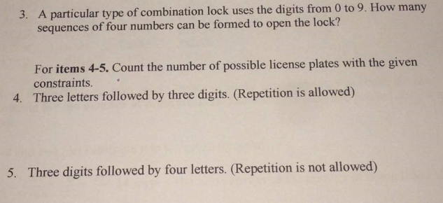 Solved 3. A particular type of combination lock uses the | Chegg.com