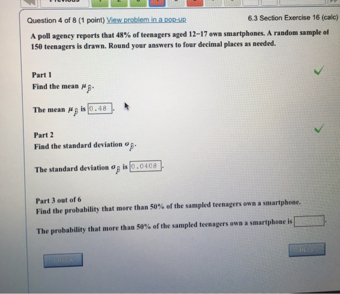 Solved Question 4 of 8 (1 point) View problem in a pop-Up | Chegg.com