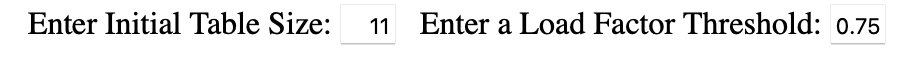 Solved Enter Initial Table Size: Enter a Load Factor | Chegg.com