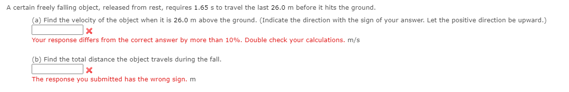 Solved A certain freely falling object, released from rest, | Chegg.com