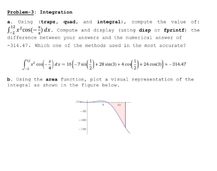 Using (trapz, quad, and integral), compute the value | Chegg.com