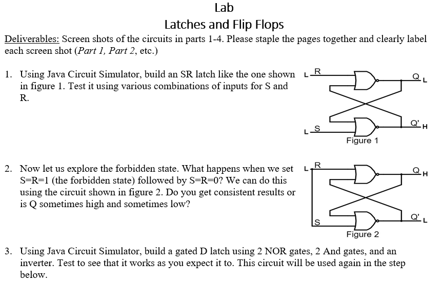 Lab Latches and Flip Flops Deliverables: Screen shots | Chegg.com