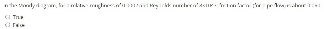Solved In the Moody diagram, for a relative roughness of | Chegg.com