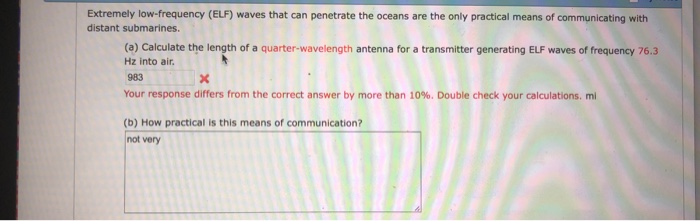 Solved Extremely low-frequency (ELF) waves that can | Chegg.com