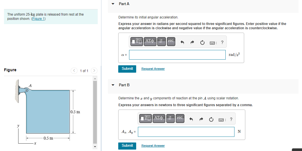 [Solved]: Part A - Determine its initial angular accele